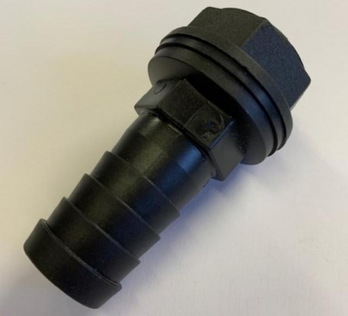 1/2" BSP - 20mm Barb Tank Fitting with Seal and Nut