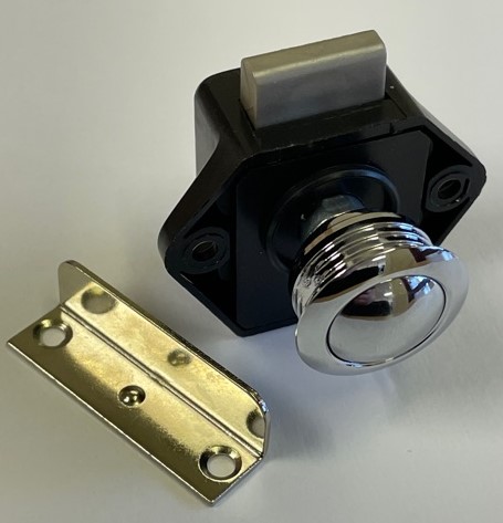 Mini Chrome Effect 15mm Push Button Door Catch - Campervan, Motorhome ...